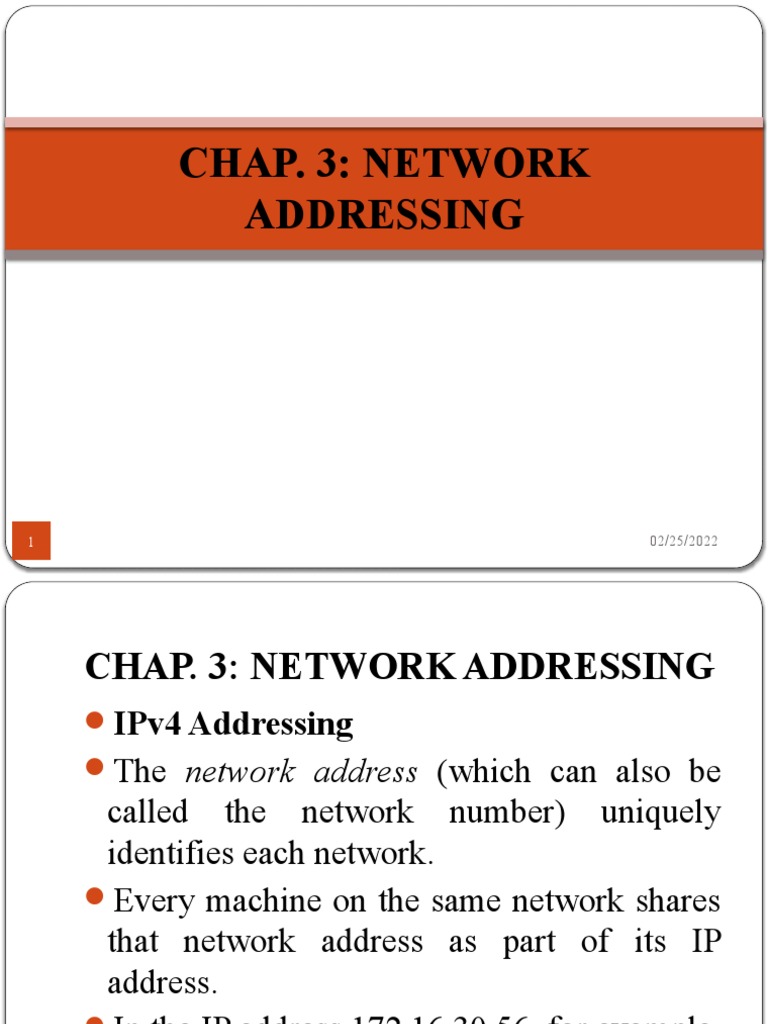 Chap. 3: Network Addressing | PDF | Ip Address | Computer Network