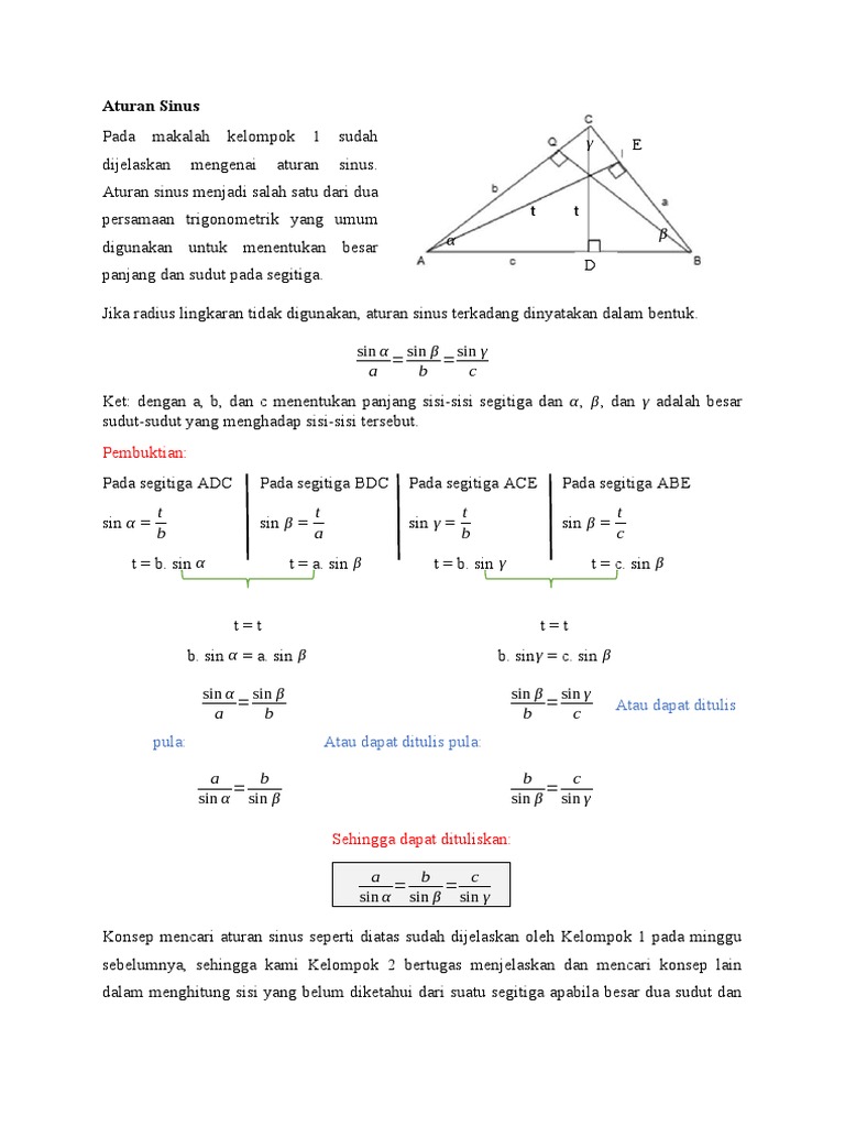 Aturan Sinus dalam Trigonometri Segitiga | PDF