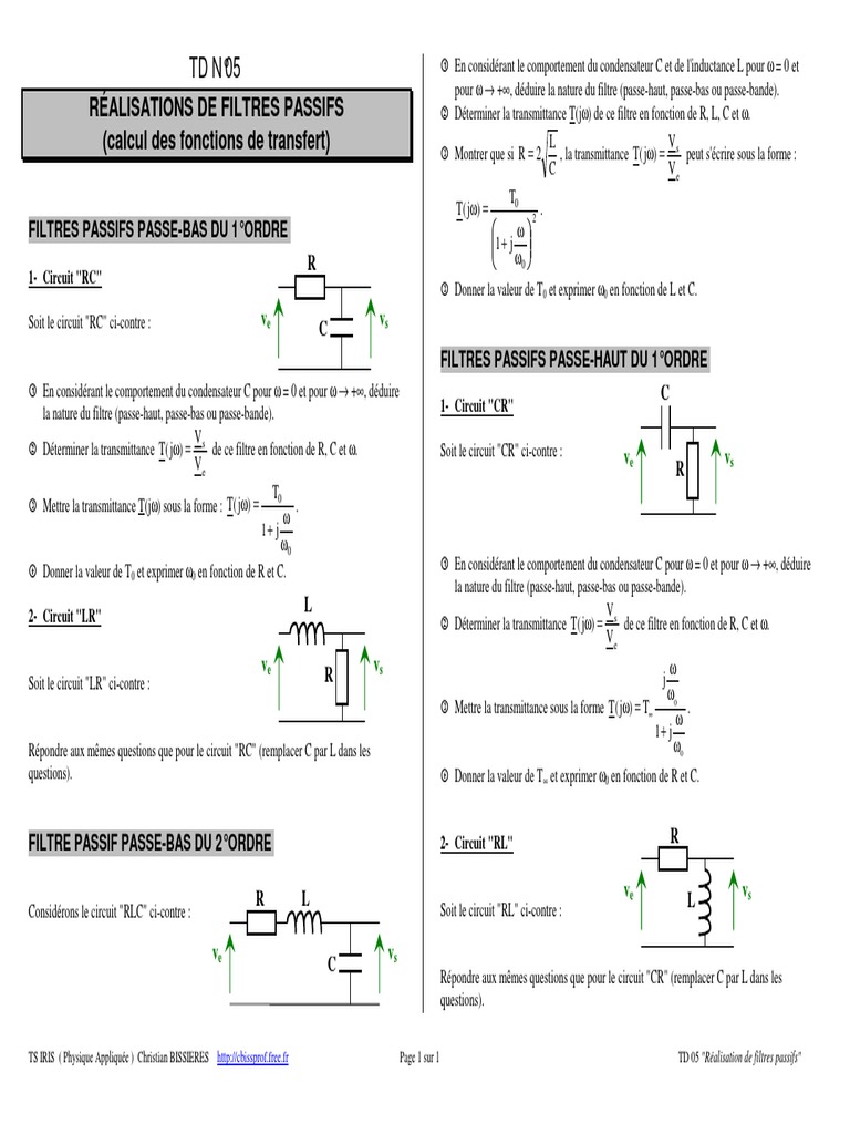 Td105filtres Passifs | PDF | Filtre passe-bas | Filtre (électronique)