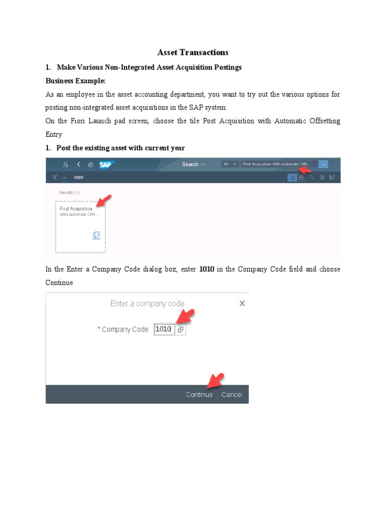 Comprehensive Guide to Common Asset Transactions in SAP | PDF ...