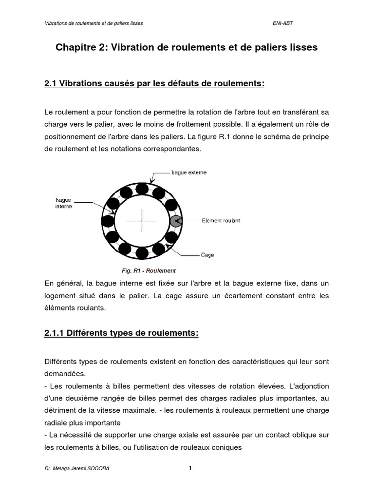 Chapitre 2 Roulements Paliers Lisses | PDF | Palier (mécanique) | Génie du bâtiment