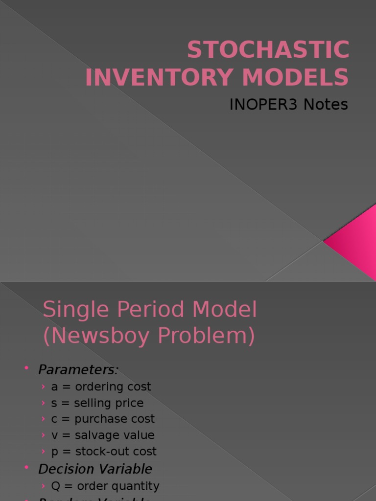 Stochastic Inventory Model | PDF | Probability Density Function | Mean