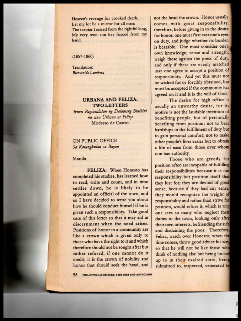 Urbana at Felisa by Modesto de Castro | PDF