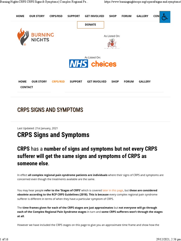 Burning Nights CRPS CRPS Signs & Symptoms Complex Regional Pain ...