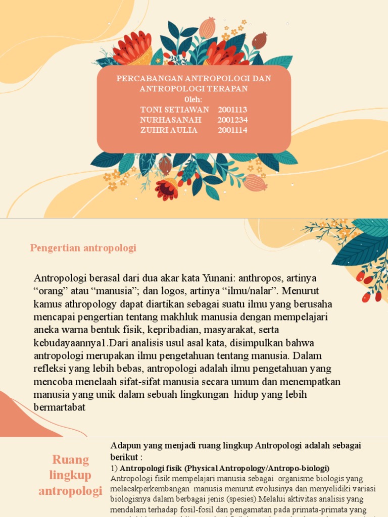 Percabangan Antropologi Dan Antropologi Terapan 0leh: TONI SETIAWAN ...