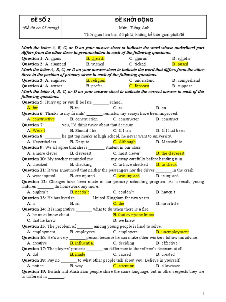 An English Exam Passage Containing Multiple Choice Questions on Grammar ...