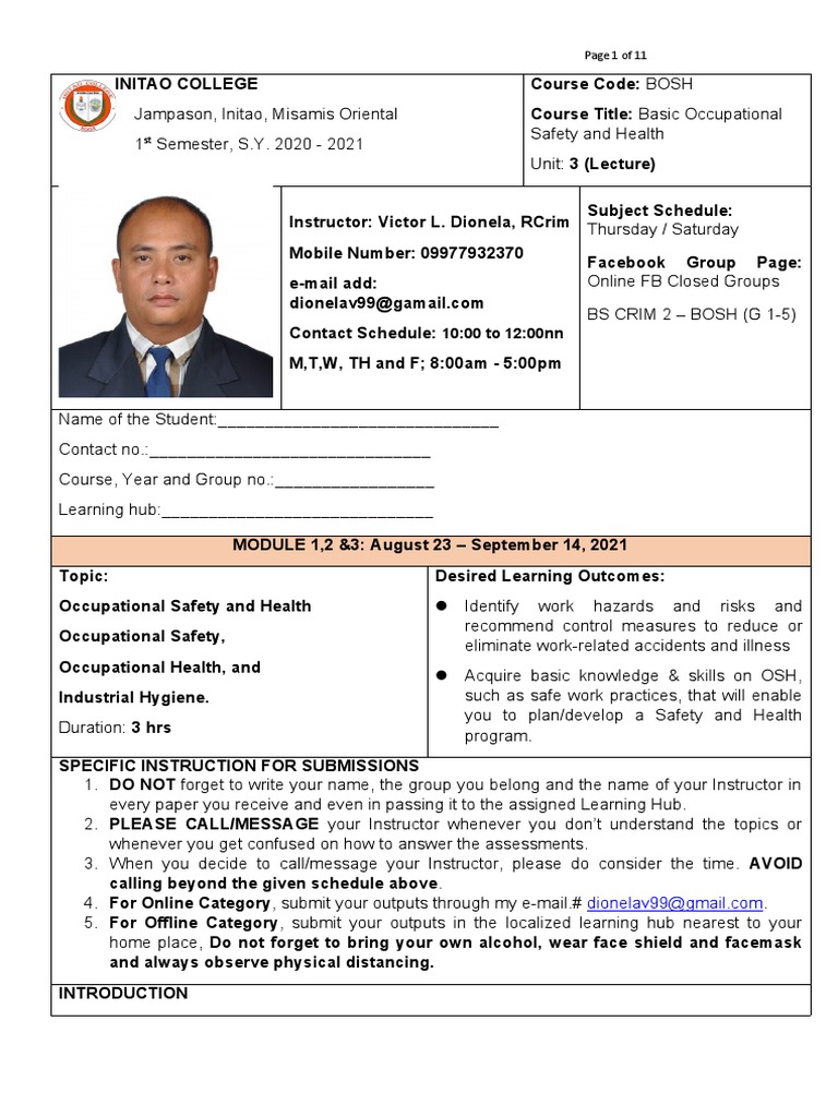 Module 1,2 & 3 - Bosh | PDF | Occupational Safety And Health | Employment