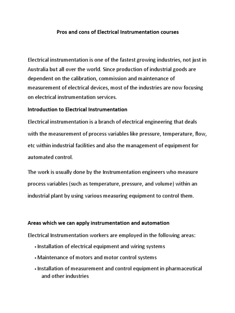 Electrical Instrumentation | PDF | Instrumentation | Automation