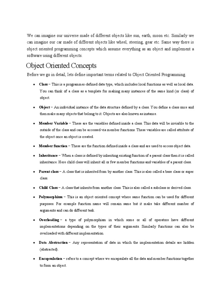 OOPS Notes | PDF | Class (Computer Programming) | Inheritance (Object ...