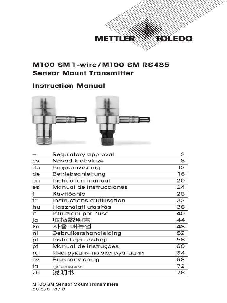 M100 SM 1-Wire / M100 SM RS 485 Sensor Mount Transmitter Instruction Manual | PDF | Radio ...