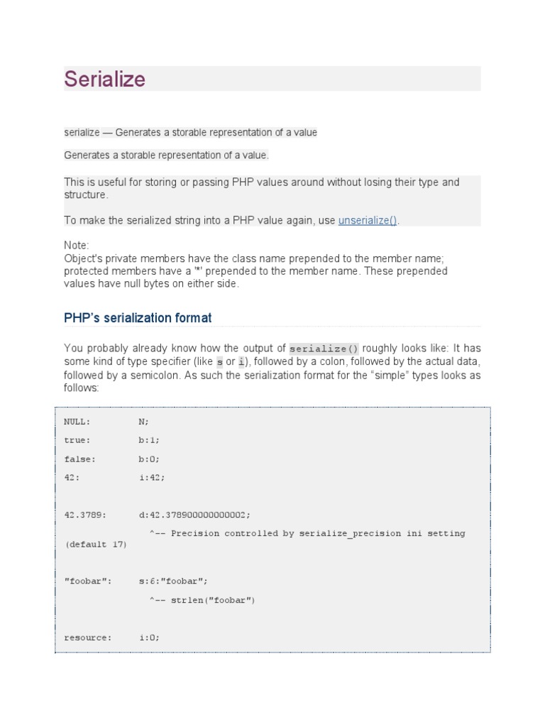 Serialize: PHP's Serialization Format | PDF | Method (Computer ... Serialize: PHP's Serialization Format | PDF | Method (Computer ...