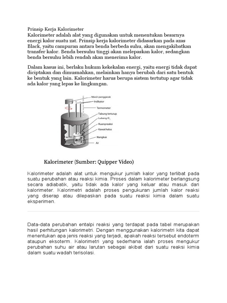 Prinsip dan Jenis Kalorimeter Sederhana | PDF
