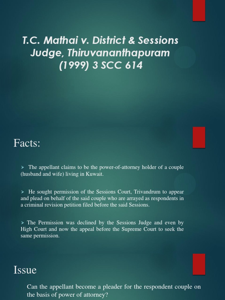 T.C. Mathai v. District & Sessions Judge, Thiruvananthapuram (1999) 3 ...