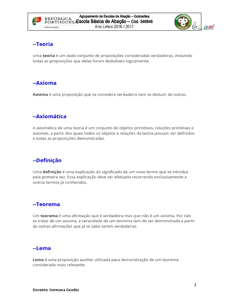 Axiomas e Teoremas na Geometria | PDF | Axioma | Teorema