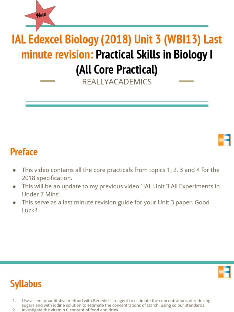 Edexcel IAL Biology Unit 3 All Core Practicals (ReallyAcademics) | PDF ...