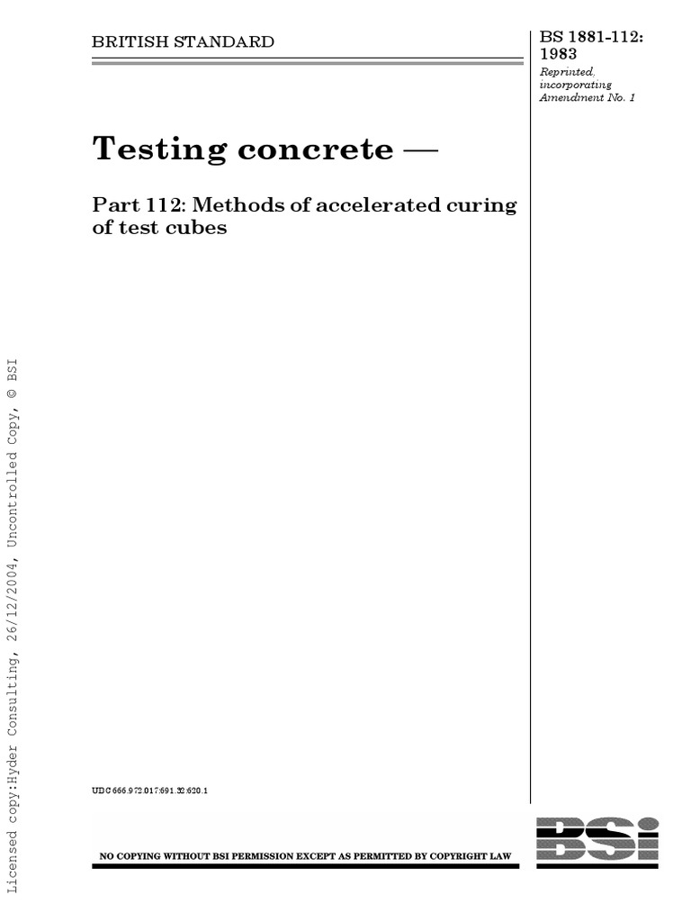 Testing Concrete - : Part 112: Methods of Accelerated Curing of Test ...