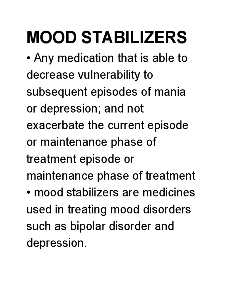 Mood Stabilizers | PDF | Bipolar Disorder | Mania
