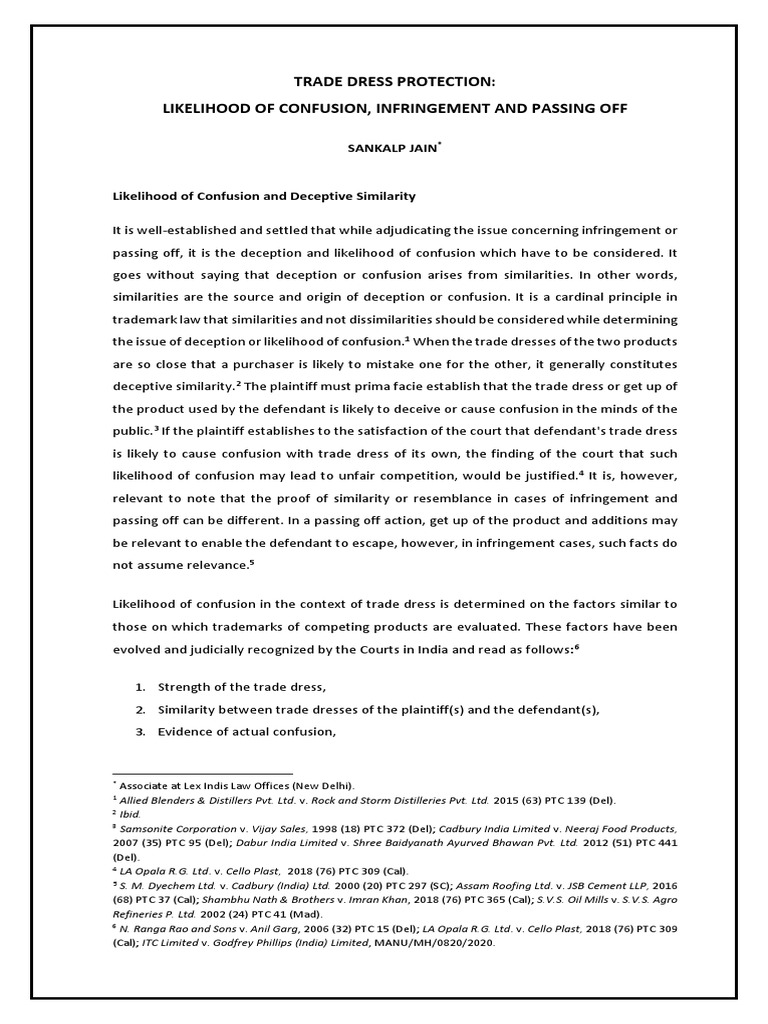 Trade Dress Protection: Confusion & Infringement | PDF | Trade Dress ...