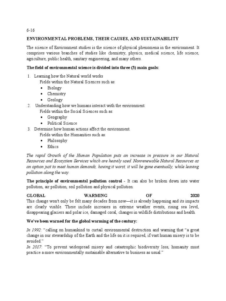 Environmental Problems, Their Causes, and Sustainability | PDF ...