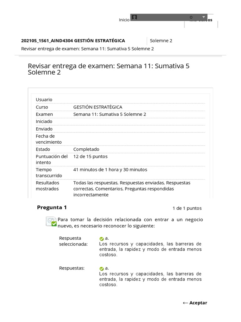 Revisar Entrega de Examen Semana 11 Sumativa 5 Solemne 2 &... | PDF | Diseño | Business