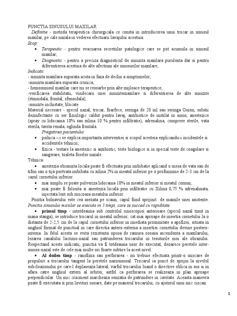 Punctia Sinusului Maxila | PDF