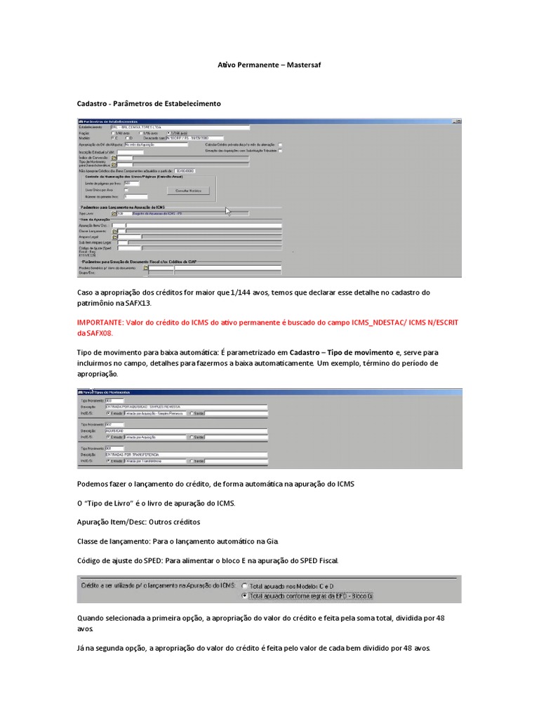 Ativo Permanente - Mastersaf DW | PDF | Crédito | Finanças e ...