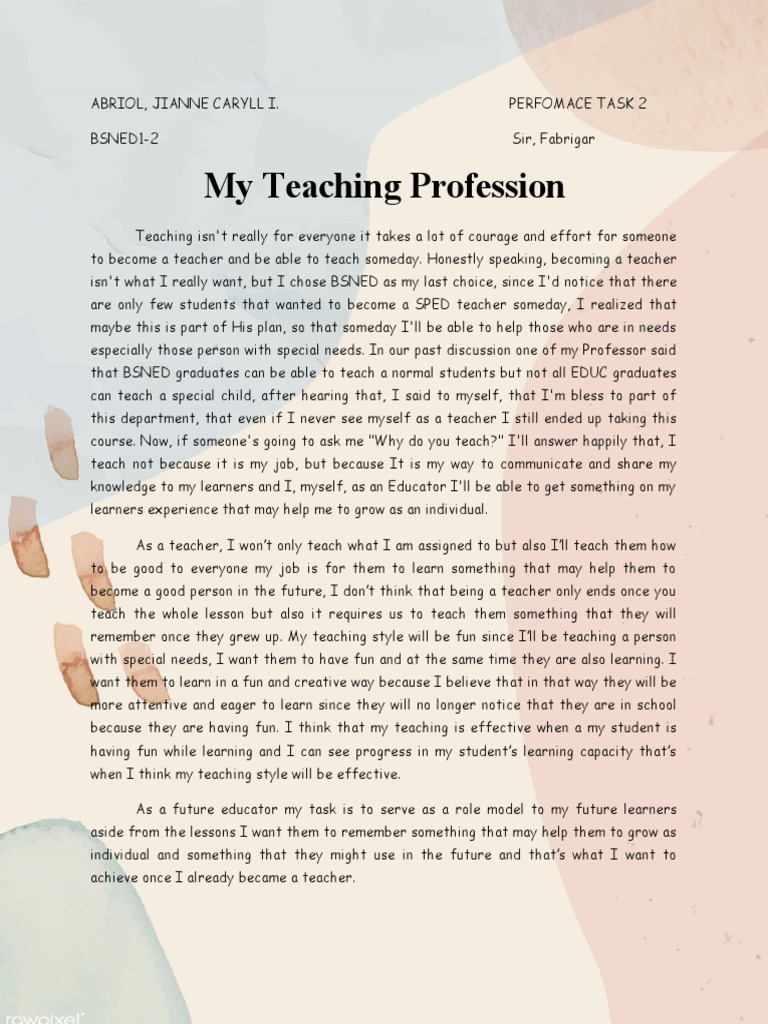 Performance Task 2 | PDF | Teachers | Learning