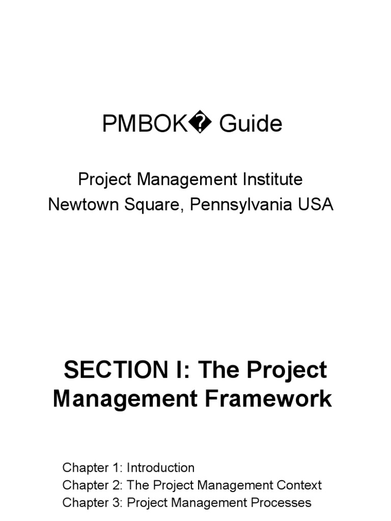 PMBOK Guide : Project Management Institute Newtown Square, Pennsylvania ...