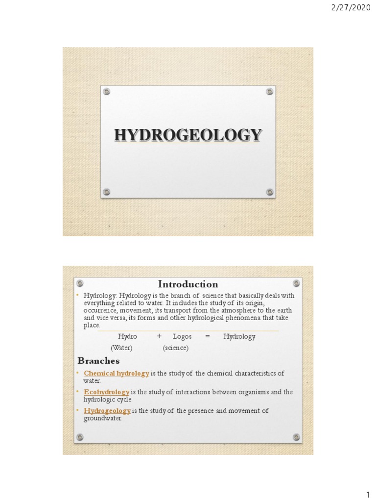 Hydrogeology: Branches | PDF | Aquifer | Groundwater