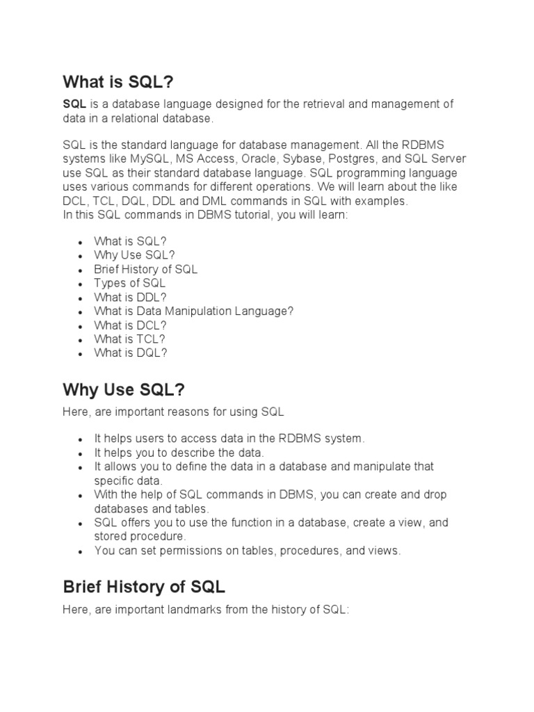 What Is SQL | PDF | Databases | Sql