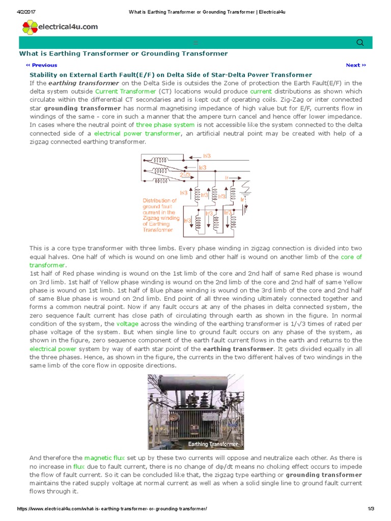 Earthing Transformer or Grounding Transformer | PDF | Transformer ...
