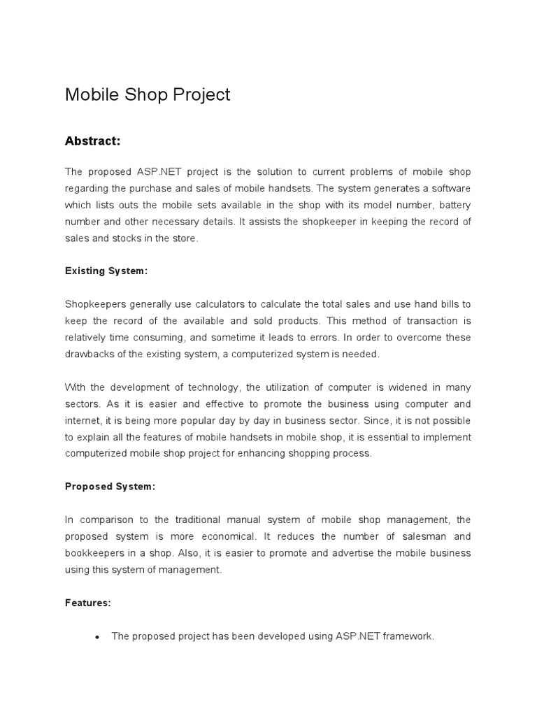 Mobile Shop Project | PDF | Microsoft Windows | Microsoft