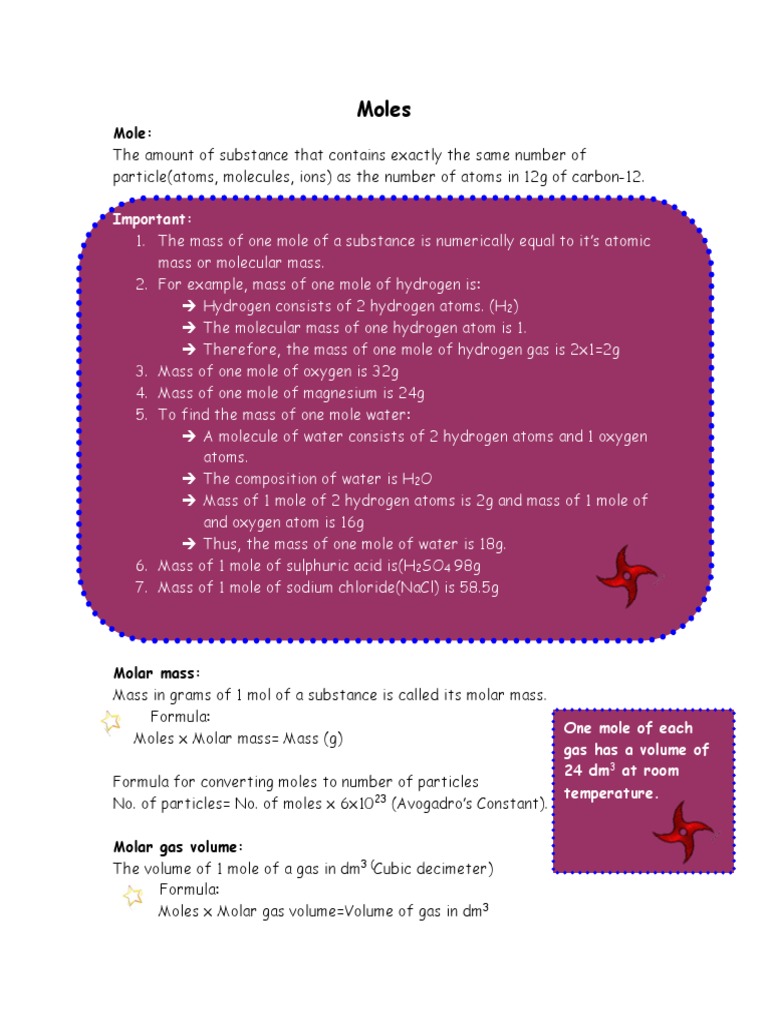 Moles | PDF | Mole (Unit) | Chemical Compounds