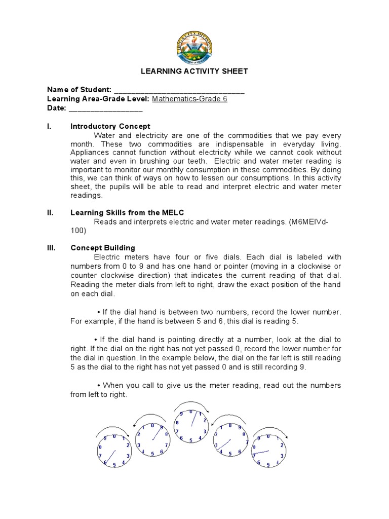 Learning Activity Sheet Name of Student: - Learning Area-Grade Level ...