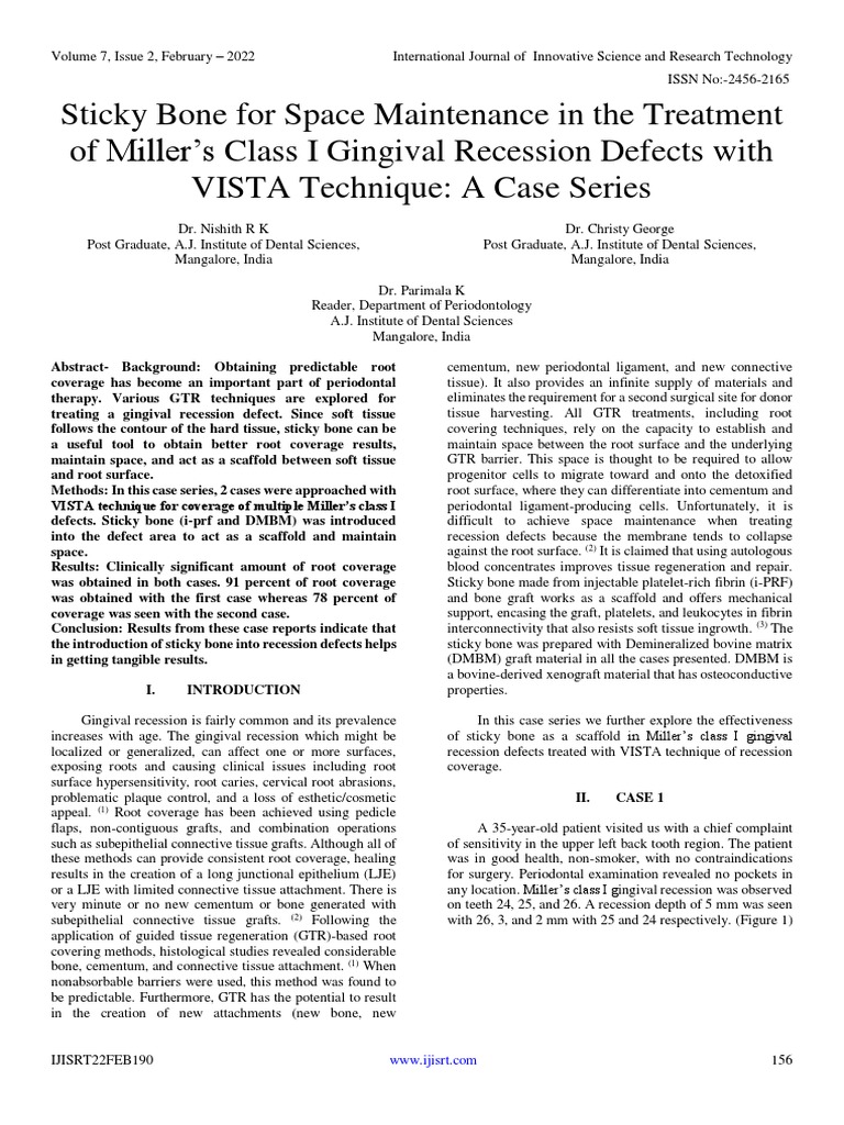 Sticky Bone For Space Maintenance in The Treatment of Miller's Class I ...