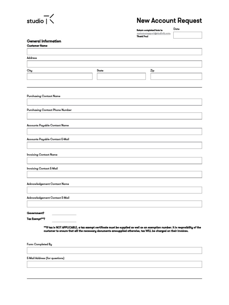 New Account Request: General Information | PDF | Accounts Payable | Invoice