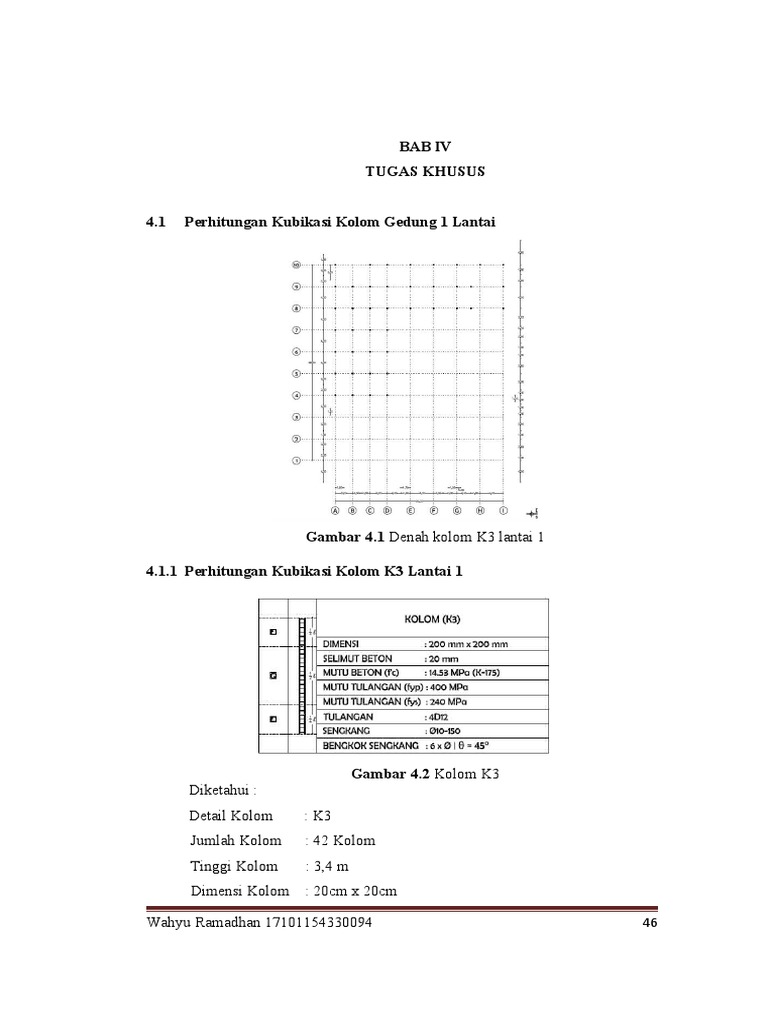 Kubikasi Dan RAB Beton Kolom | PDF