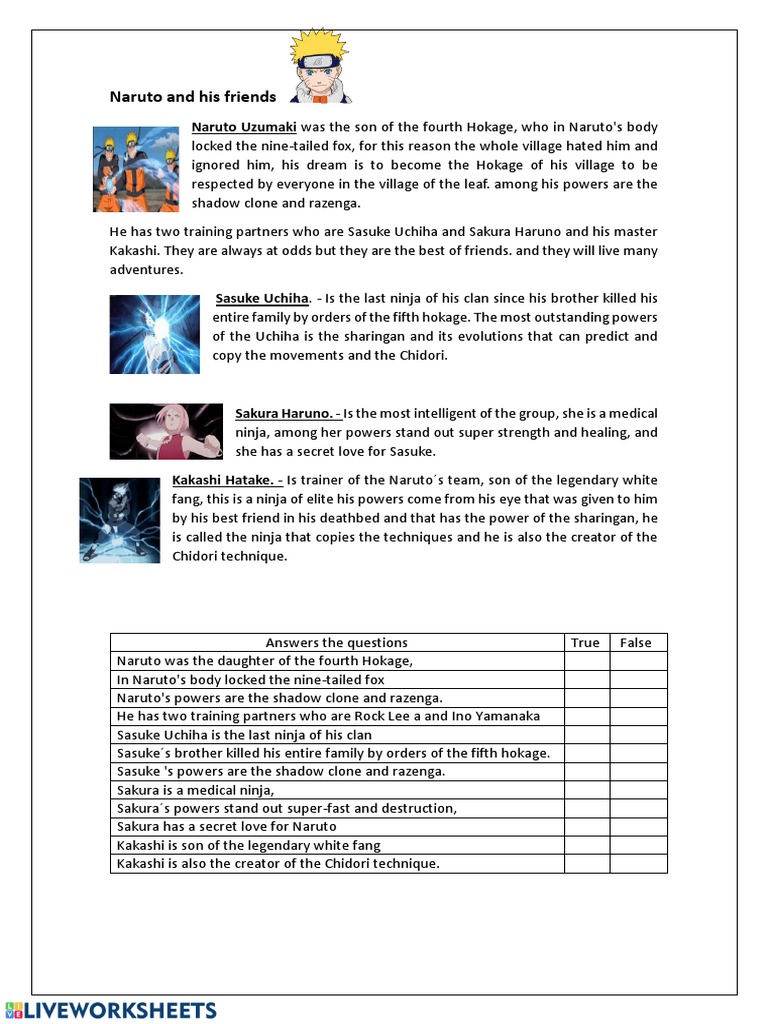 Naruto Worksheet | PDF