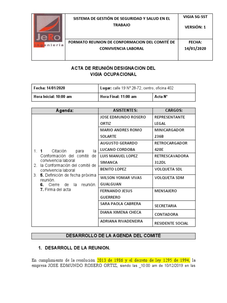 Acta Convocatoria Cocolab 123 | PDF