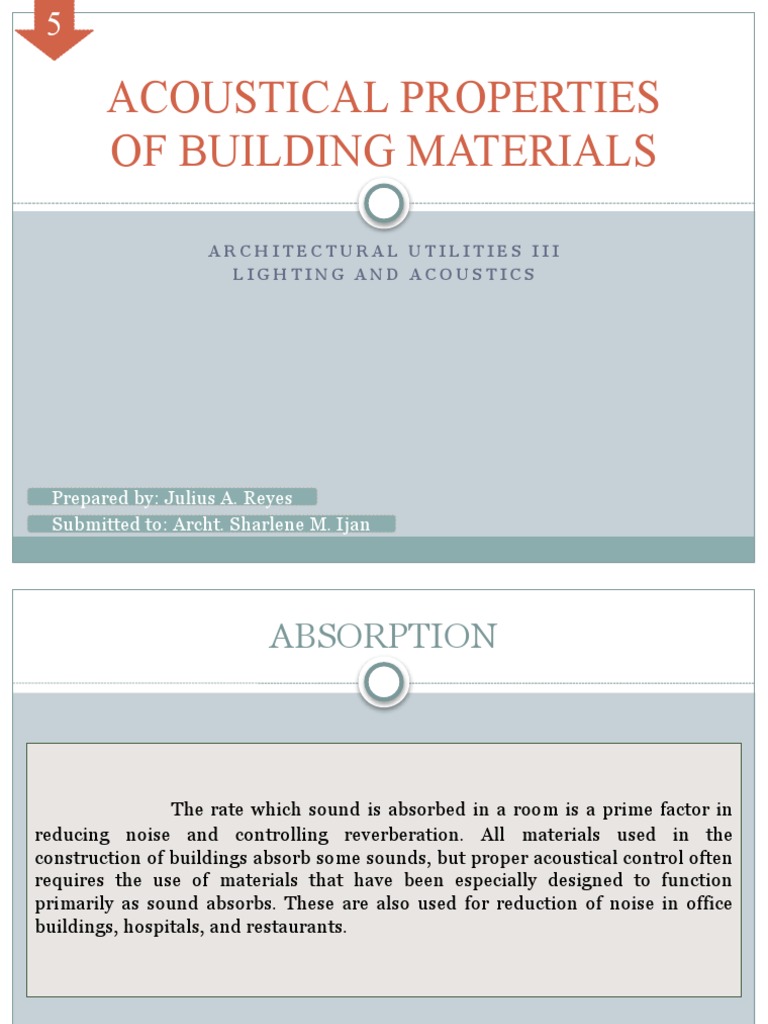 Acoustical Properties of Building Materials | PDF | Plaster | Sound