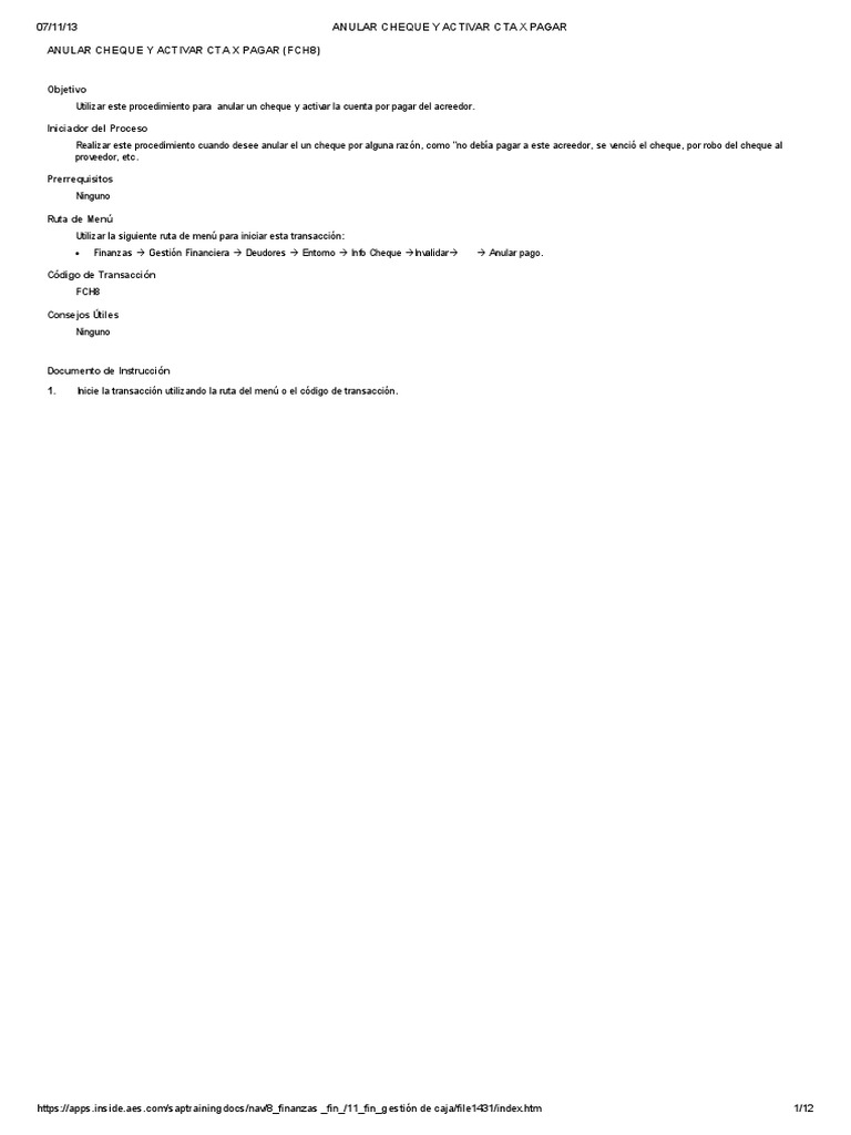 Anular Cheque y Activar Cta X Pagar | PDF