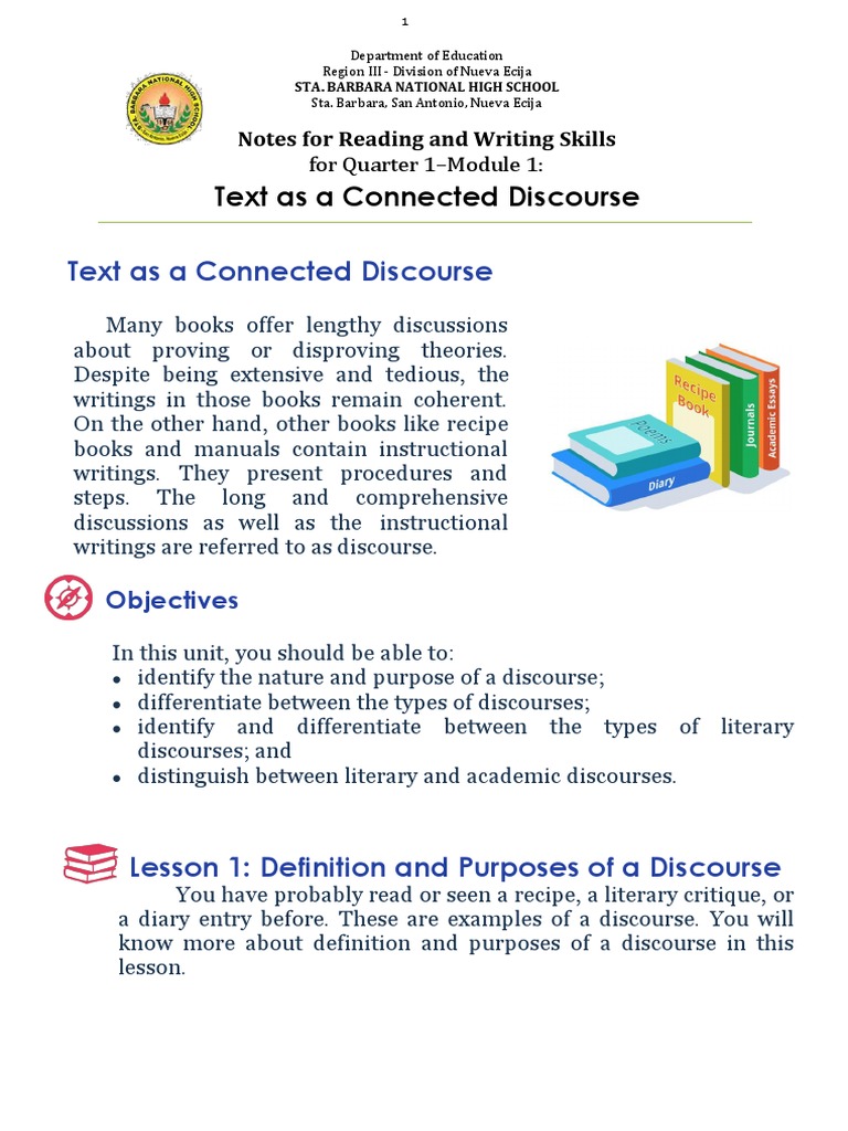 Reading and Writing Skills - SelfMade Module 1 - Text As A Connected ...