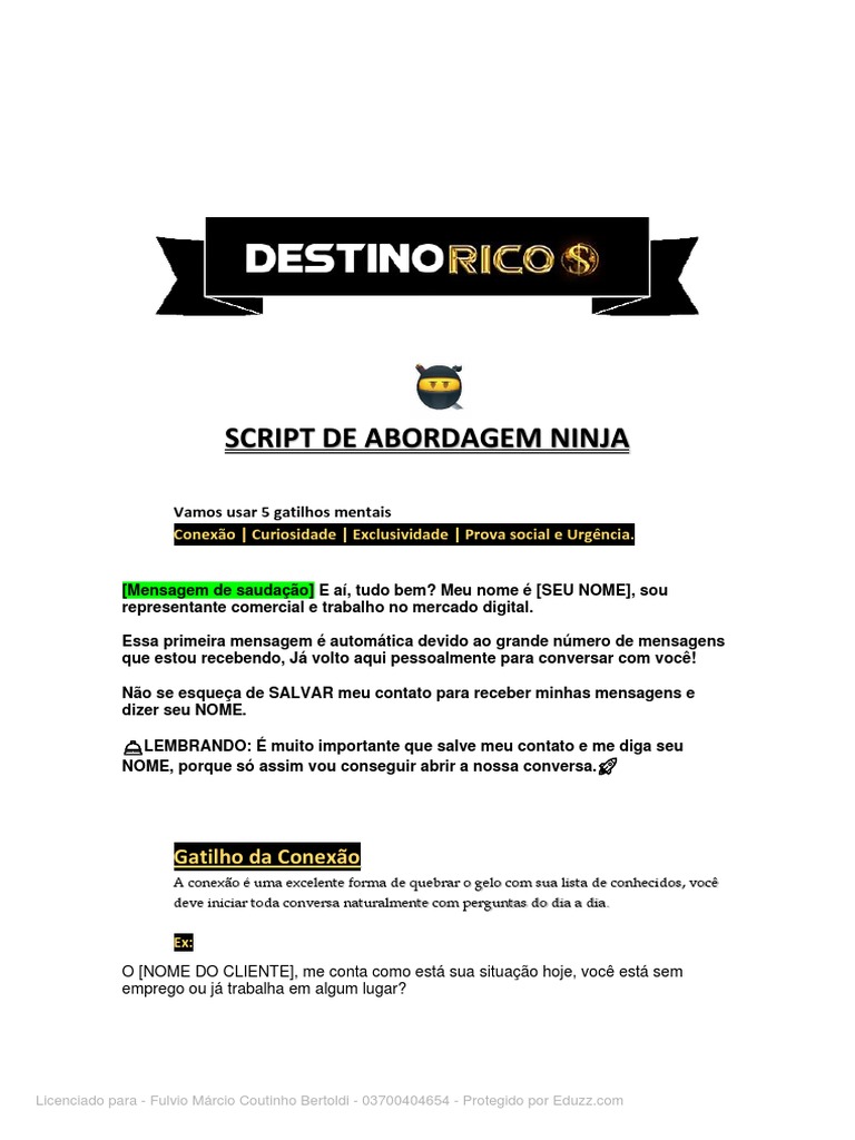 Script de Abordagem Ninja 2 | PDF | Internet