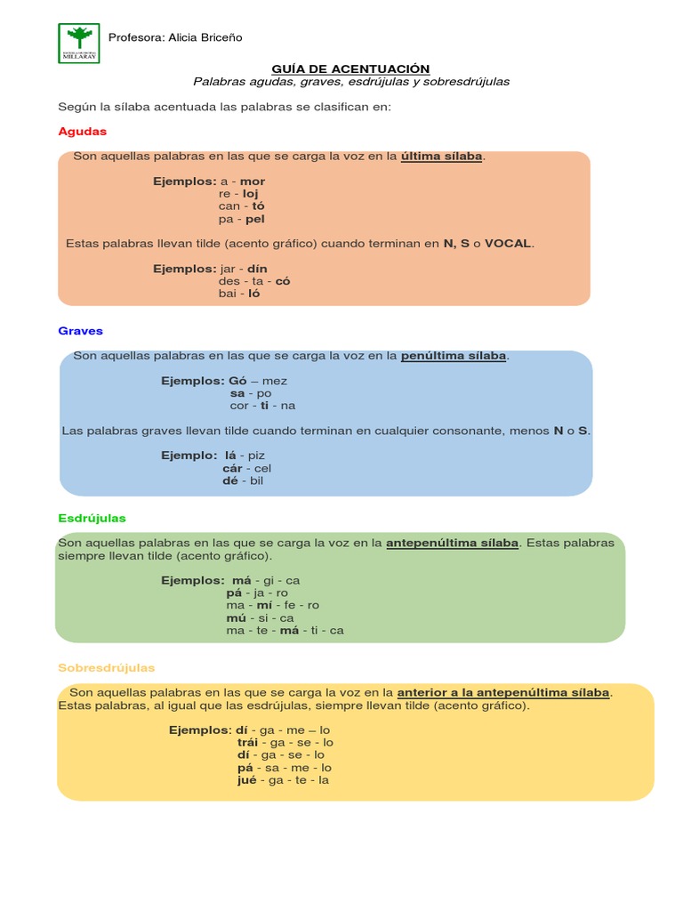 Guía de Acentuación 5 Años | PDF | Lingüística | Estrés (lingüística)