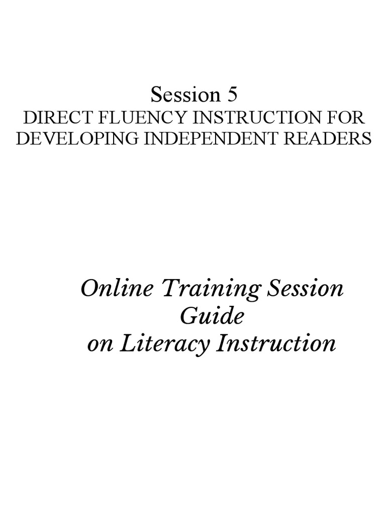Direct Fluency Instruction for Developing Independent Readers | PDF ...