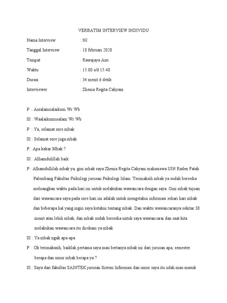 Verbatim Interview Individu | PDF