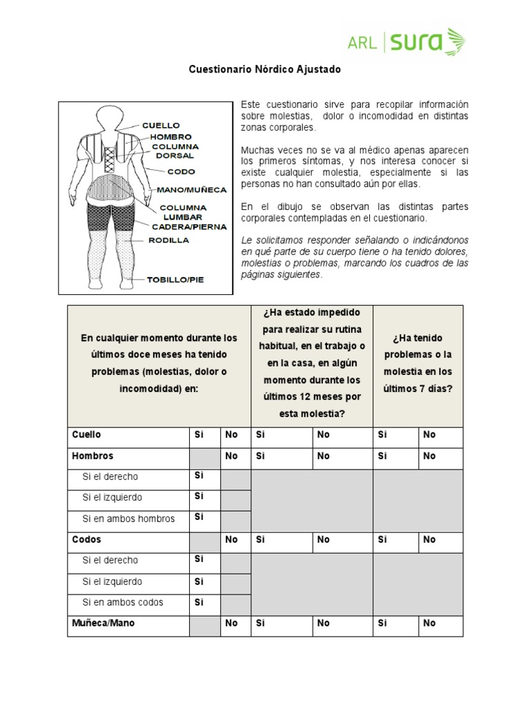 Cuestionario Nórdico Ajustado | Descargar gratis PDF | Cuestionario ...