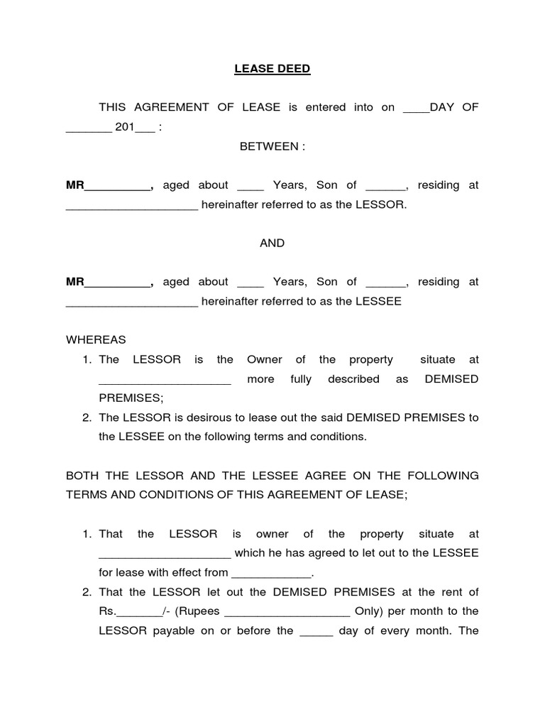 Lease Agreement Template for Property | PDF | Lease | Private Law