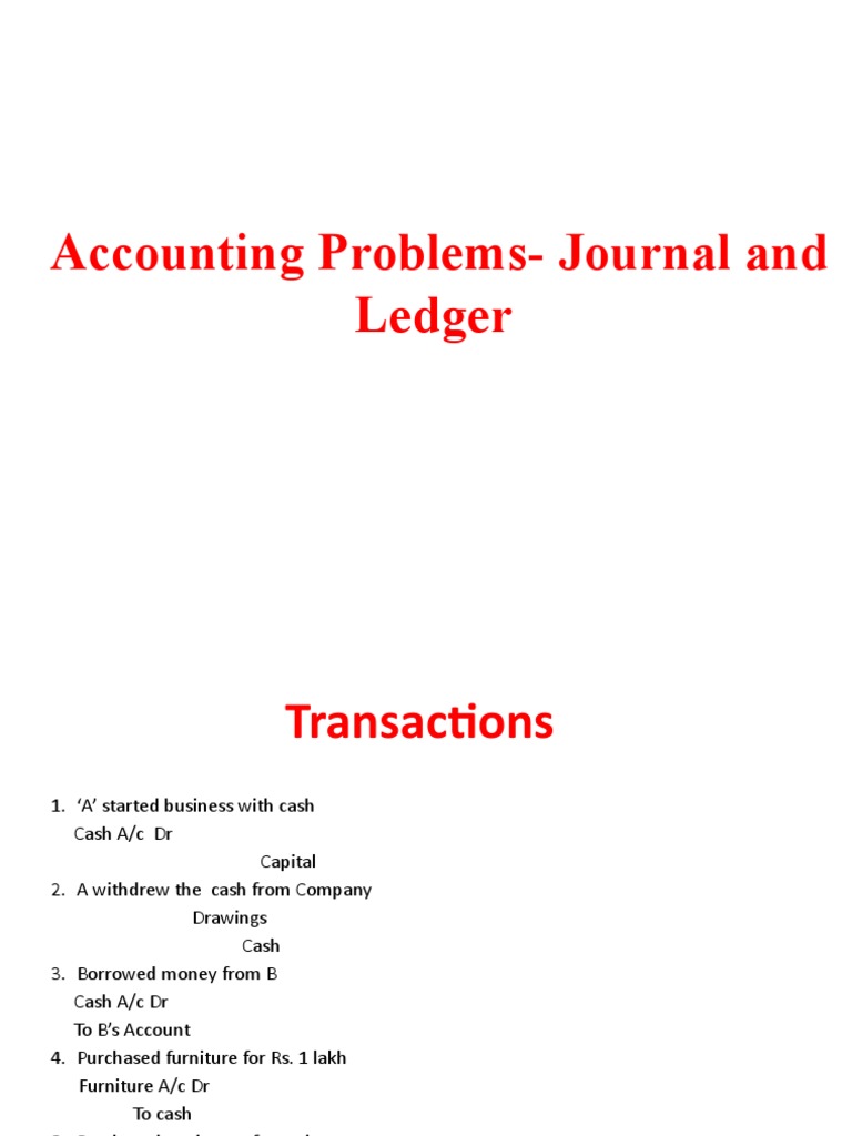 4-Accounting Problems-Journal and Ledger | PDF | Debits And Credits ...