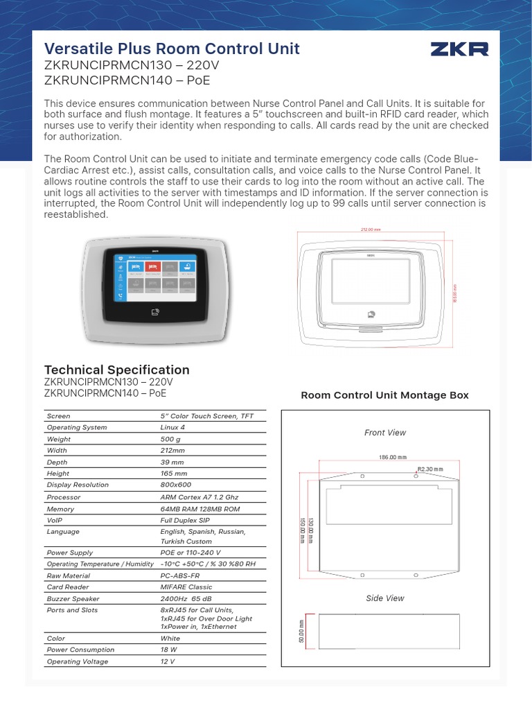 Versatile Plus Room Control Unit: A Touchscreen Nursing Station ...